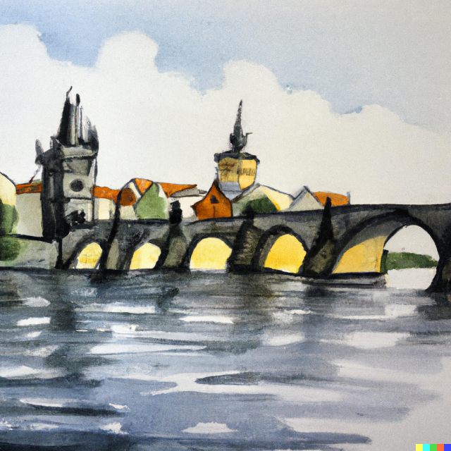 Prague Charles Bridge Water Color Painting | Prague Holiday, Travel ...